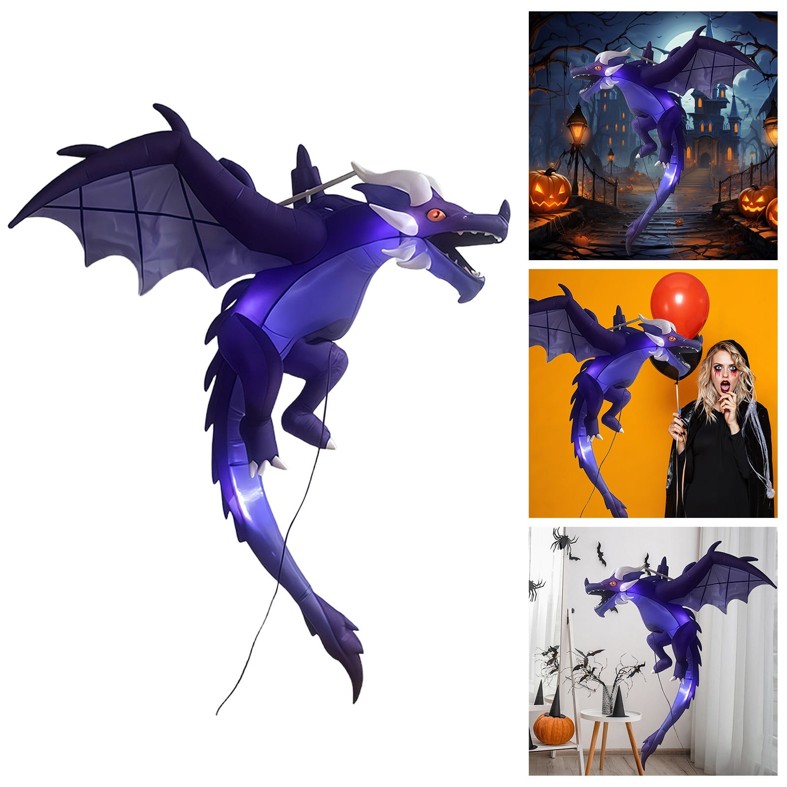 Halloween Inflatable Hanging Fire Dragon Decor with Build-in LED ...