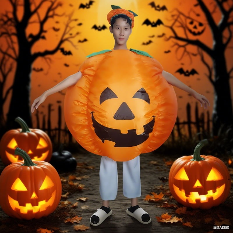 Halloween Inflatable Pumpkin Costume Novelty Round Inflatable Pumpkin ...