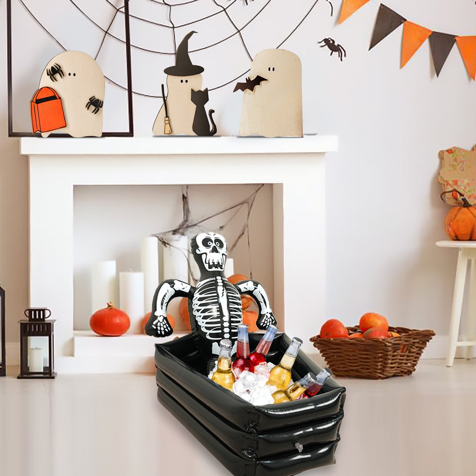 Halloween Inflatable Skull Ice Bucket for Drinks, Large Capacity ...