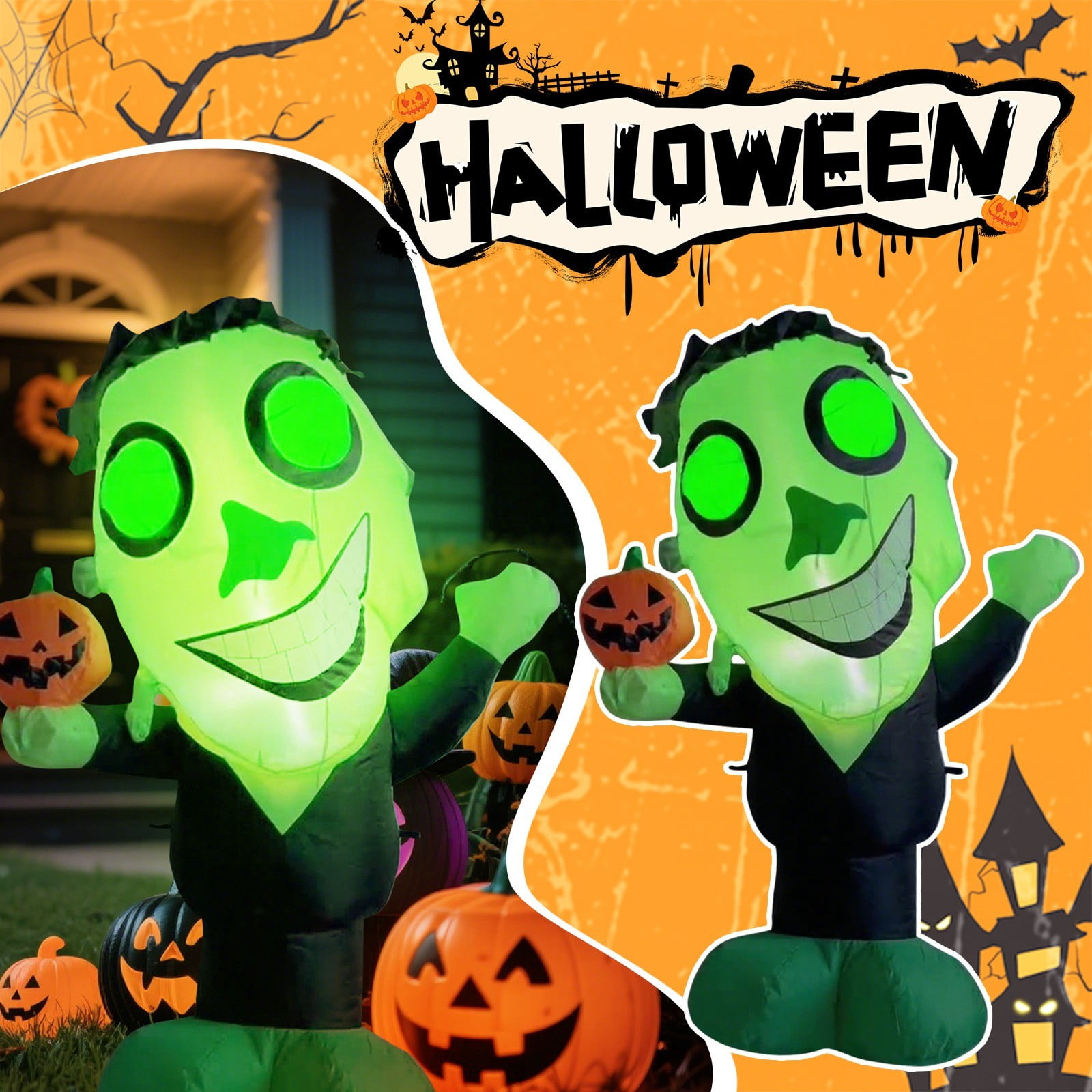 Halloween Inflatables - Glowing Alien Decoration for Outdoor Indoor ...