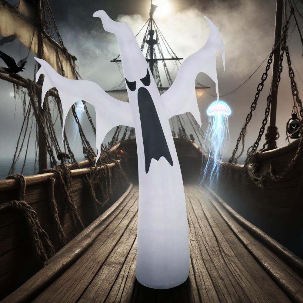 Halloween Inflatables Outdoor Decorations White Ghost Light Up Blow Up ...