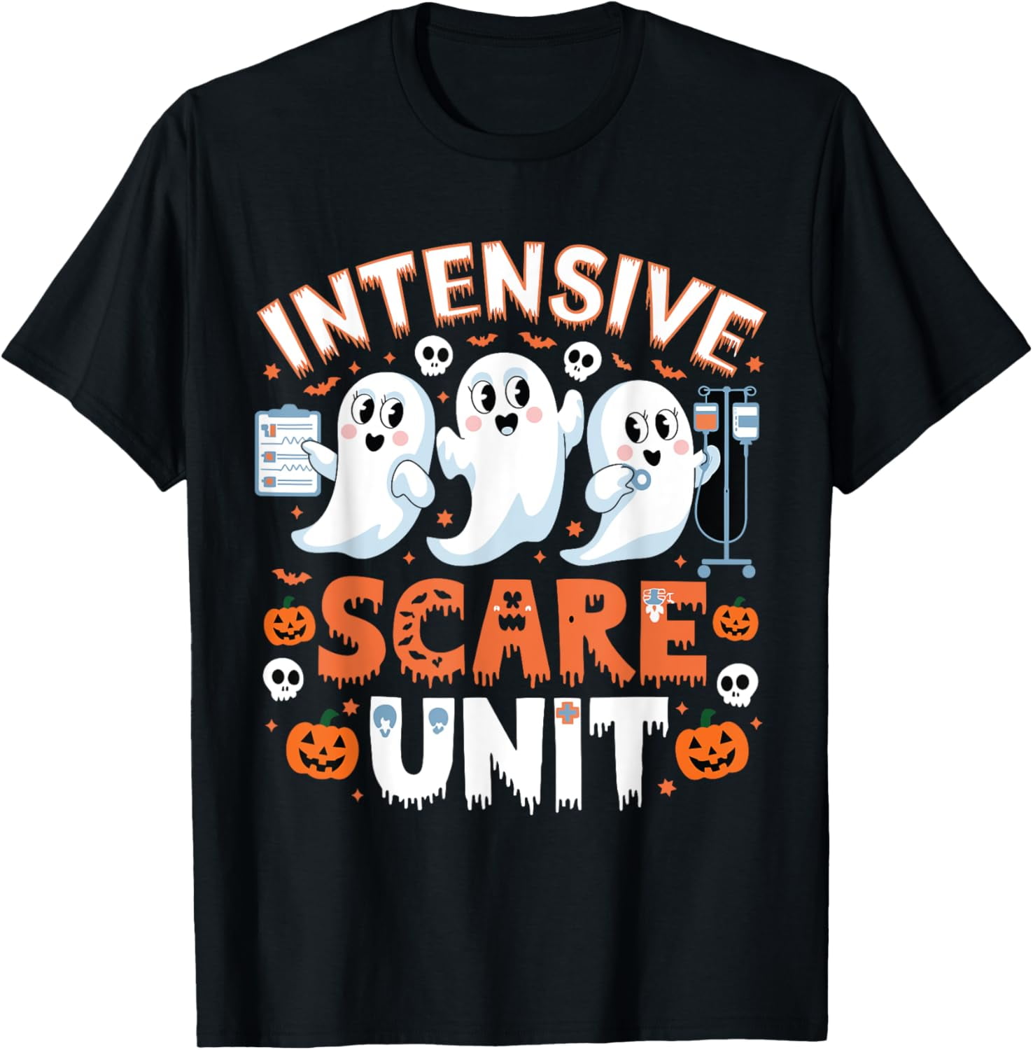 Halloween Intensive Care Scare Unit Ghost Nurse ICU Nursing T-Shirt ...