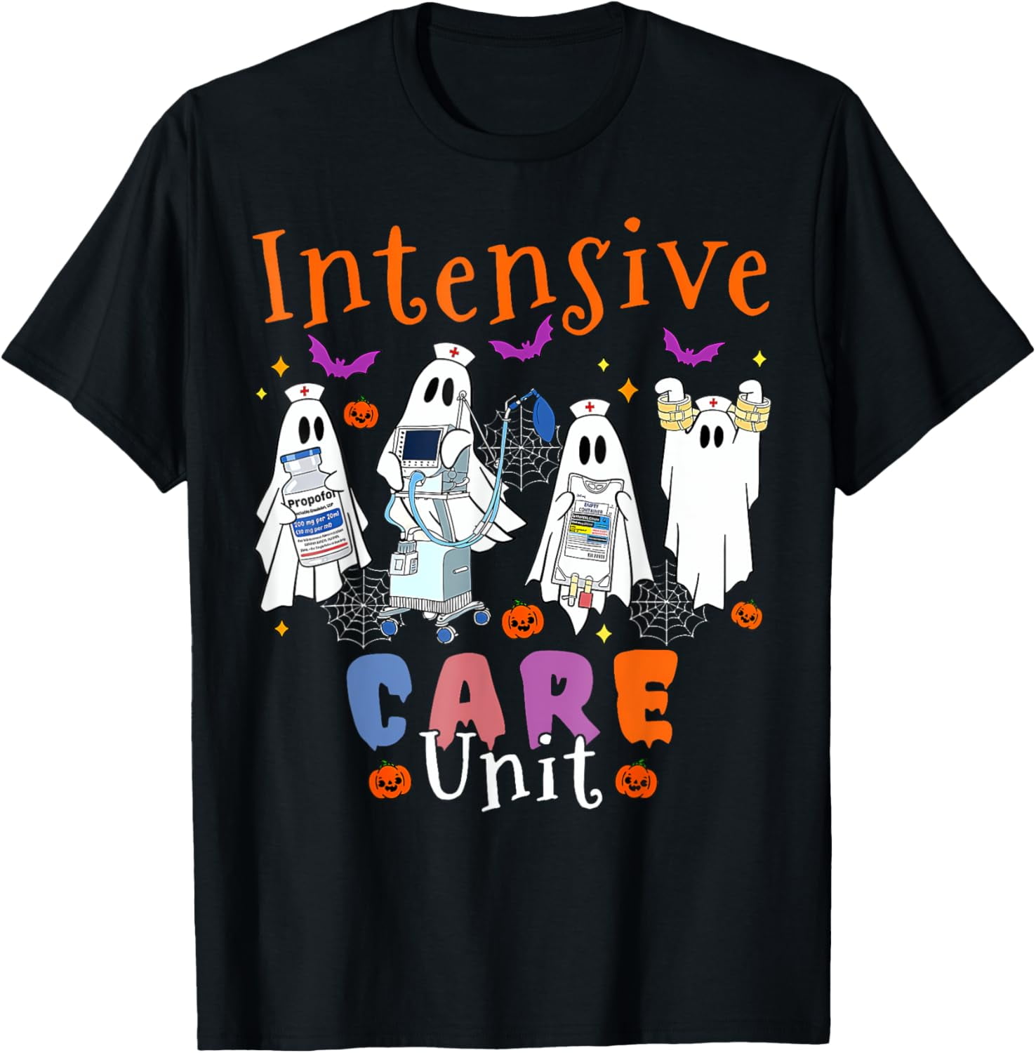 Halloween Intensive Care Unit Ghost Pumpkin Icu Nurse Spooky T-Shirt ...