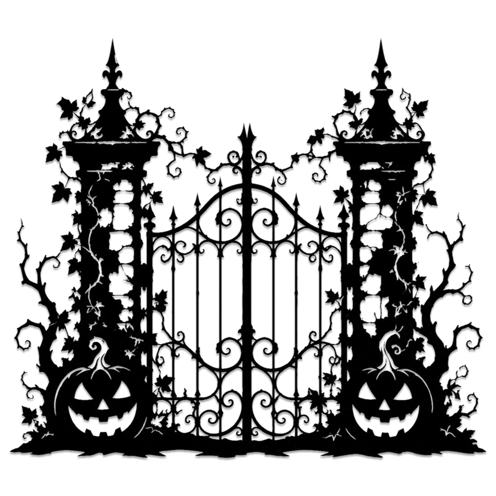 Halloween Iron Gate and Pumpkins Metal Wall Art Metal Signs Metal ...