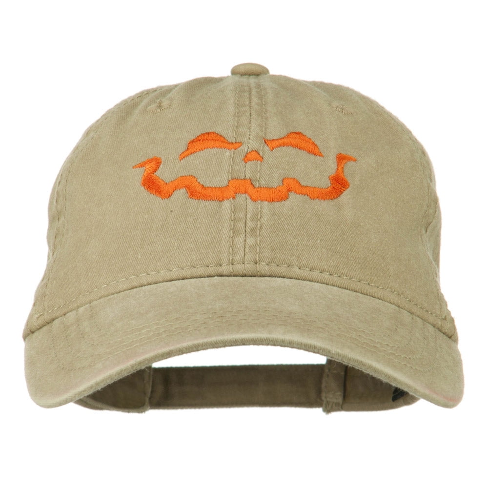 Halloween Jack O Lantern Embroidered Washed Dyed Cap - Khaki OSFM ...