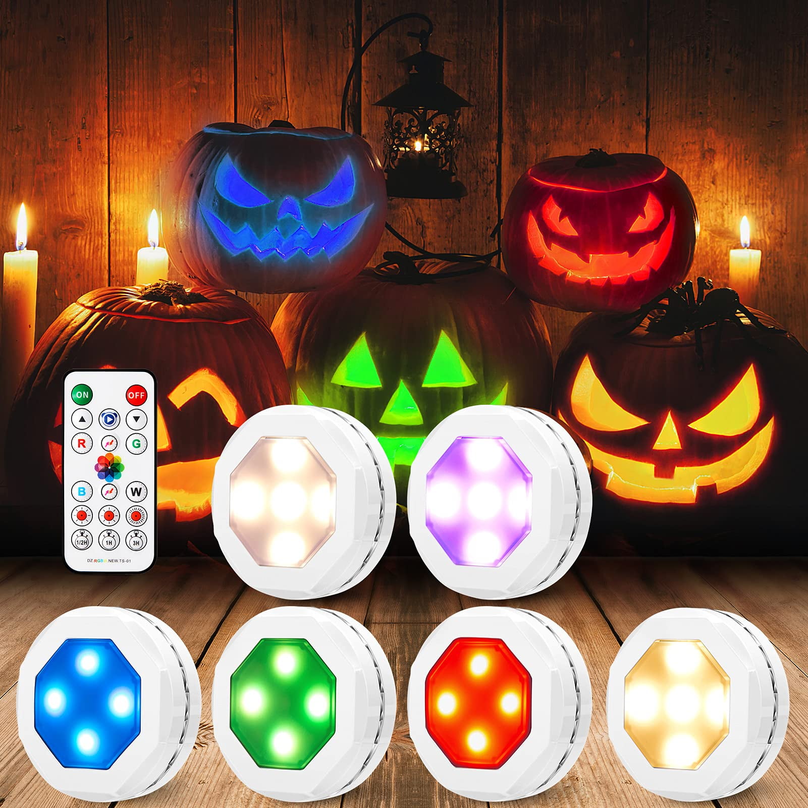 Halloween Jack-O-Lantern Lights, Dimmable RGB Color Changing Pumpkin ...