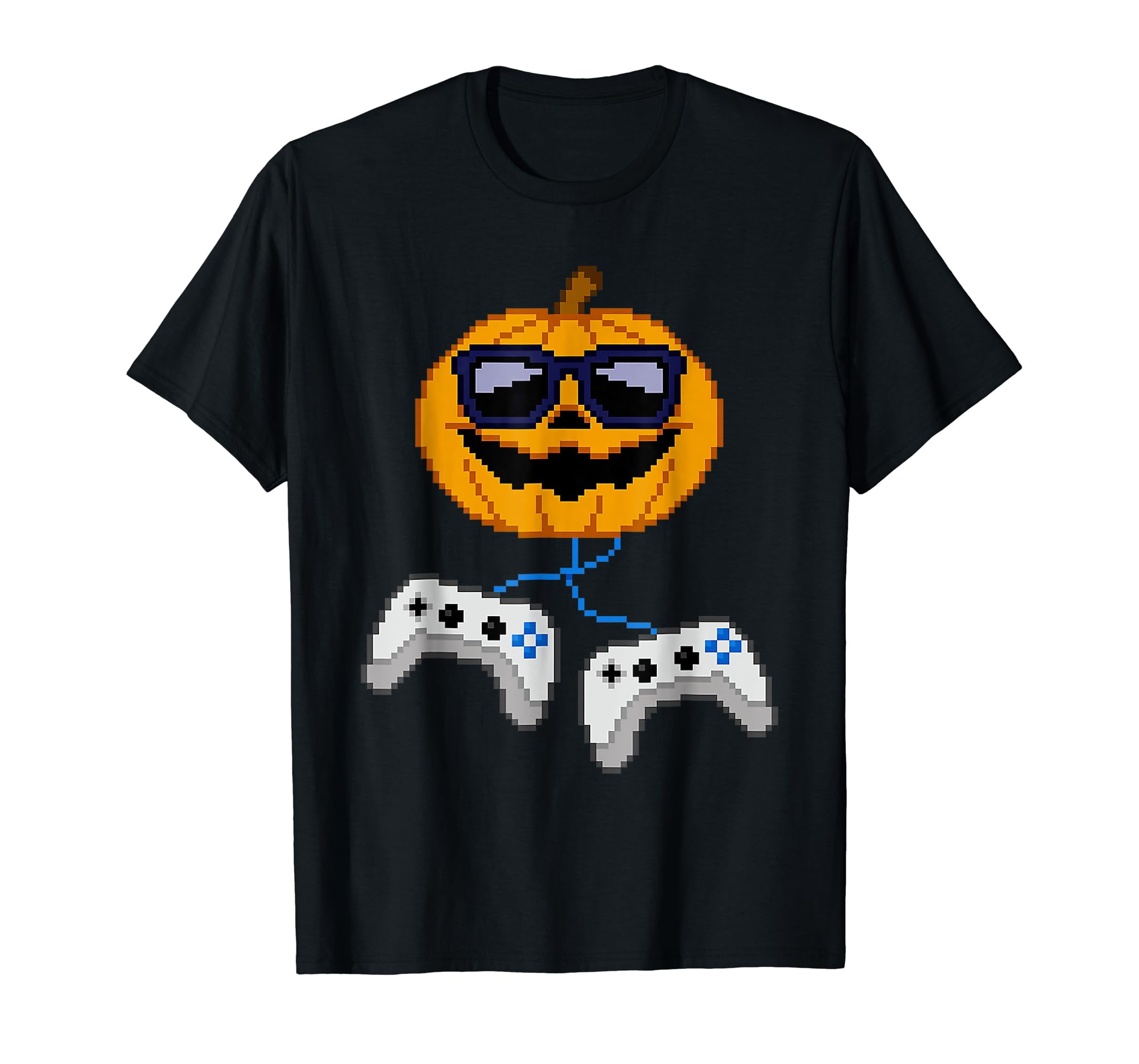 Halloween Jack O Lantern Pixelated Gaming Gamer Boys T-Shirt Black Tee ...