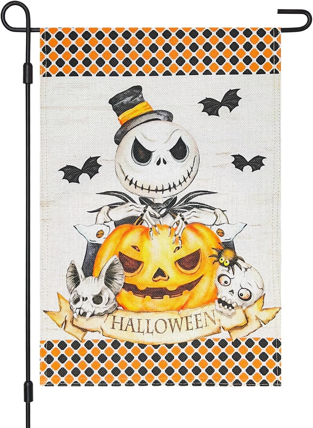 Halloween Jack Skellington Decorative Burlap Garden Flag, 12x18 Inch ...