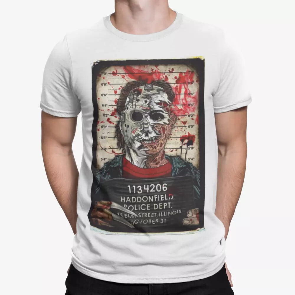 Halloween Jason T-shirt Police Line Up Gift Dad Murder Retro MOVIE 70s ...