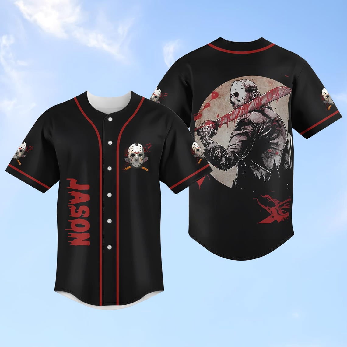 Halloween Jason Voorhees Baseball Jersey, The Friday The 13th Jersey ...