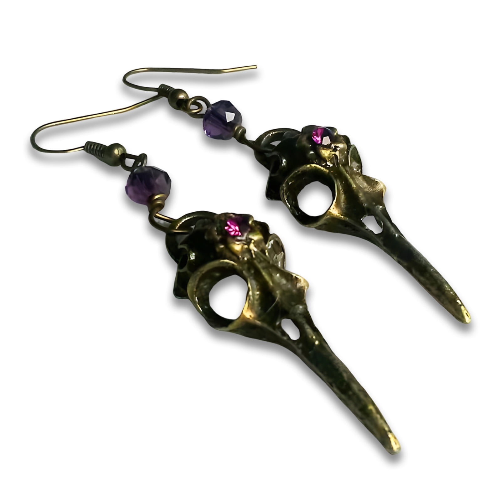 Halloween Jewelry Silver Crow Skull Earrings Charm Dangle Earrings ...