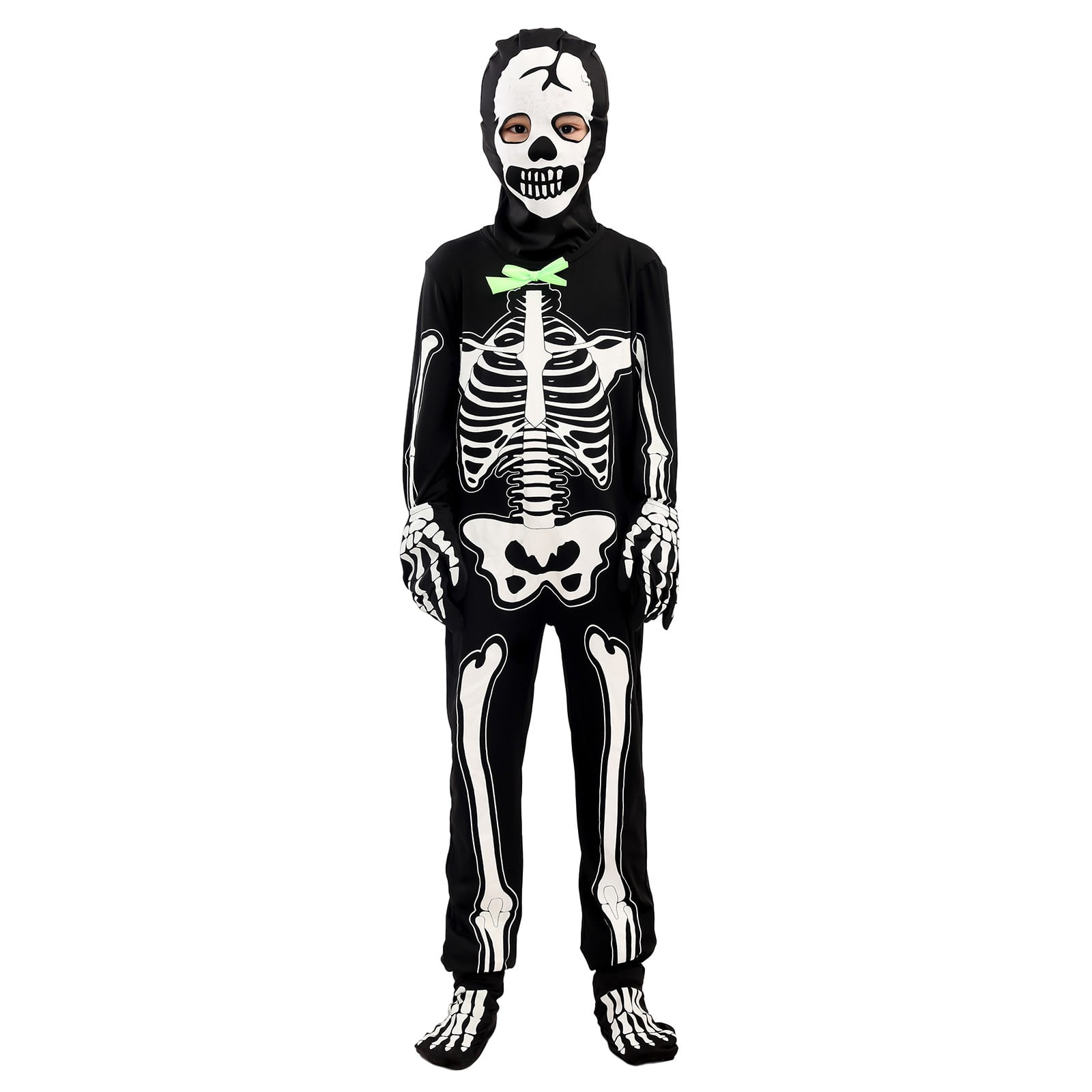 Halloween Kids Skeleton Costume Glow in the Dark Jumpsuit Party Dress ...