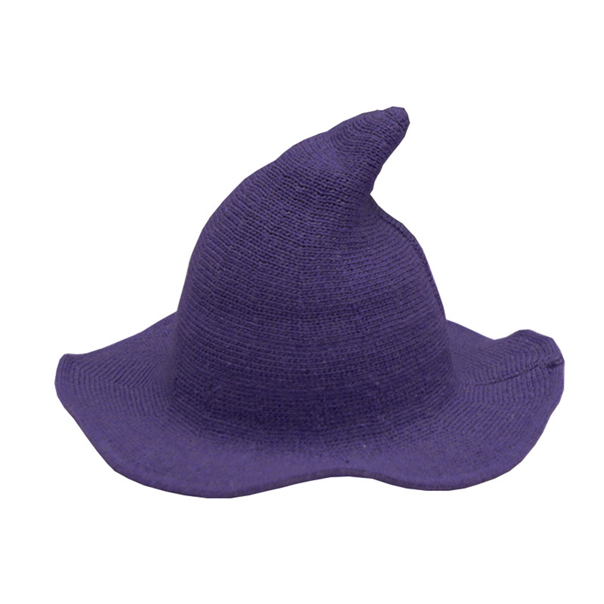 Halloween Kids Witch Hat Knitted Wool Wizard Foldable Cap Big Brimmed ...