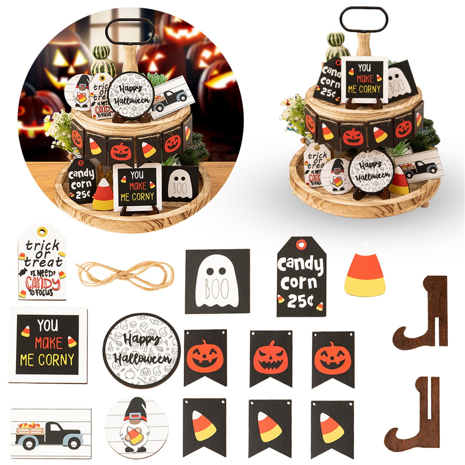 Halloween Kitchen Decor, Halloween Tiered Tray Decorations Set ...