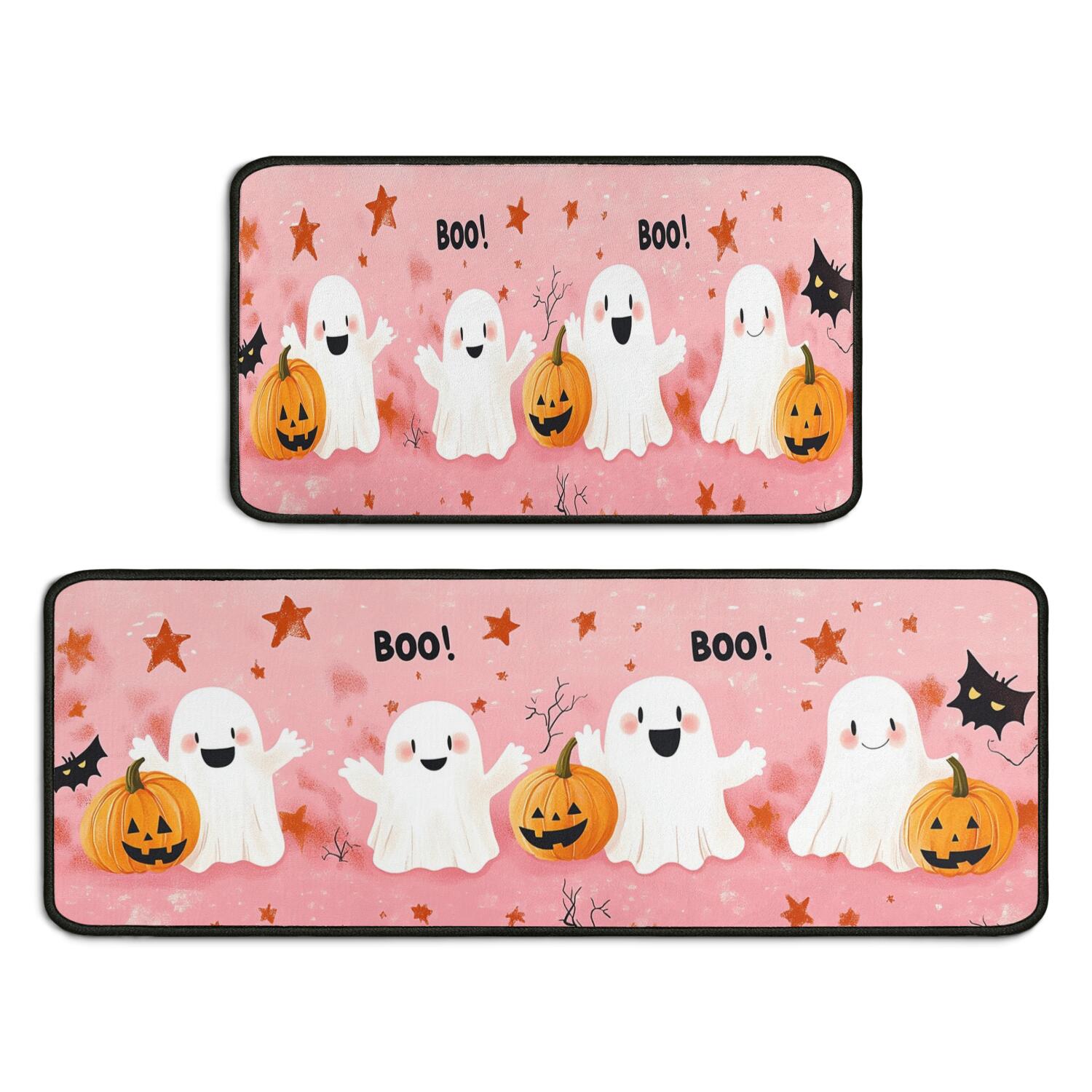 Halloween Kitchen Mats Sets Of 2 Halloween Horror Pumpkin Spooky Ghost ...
