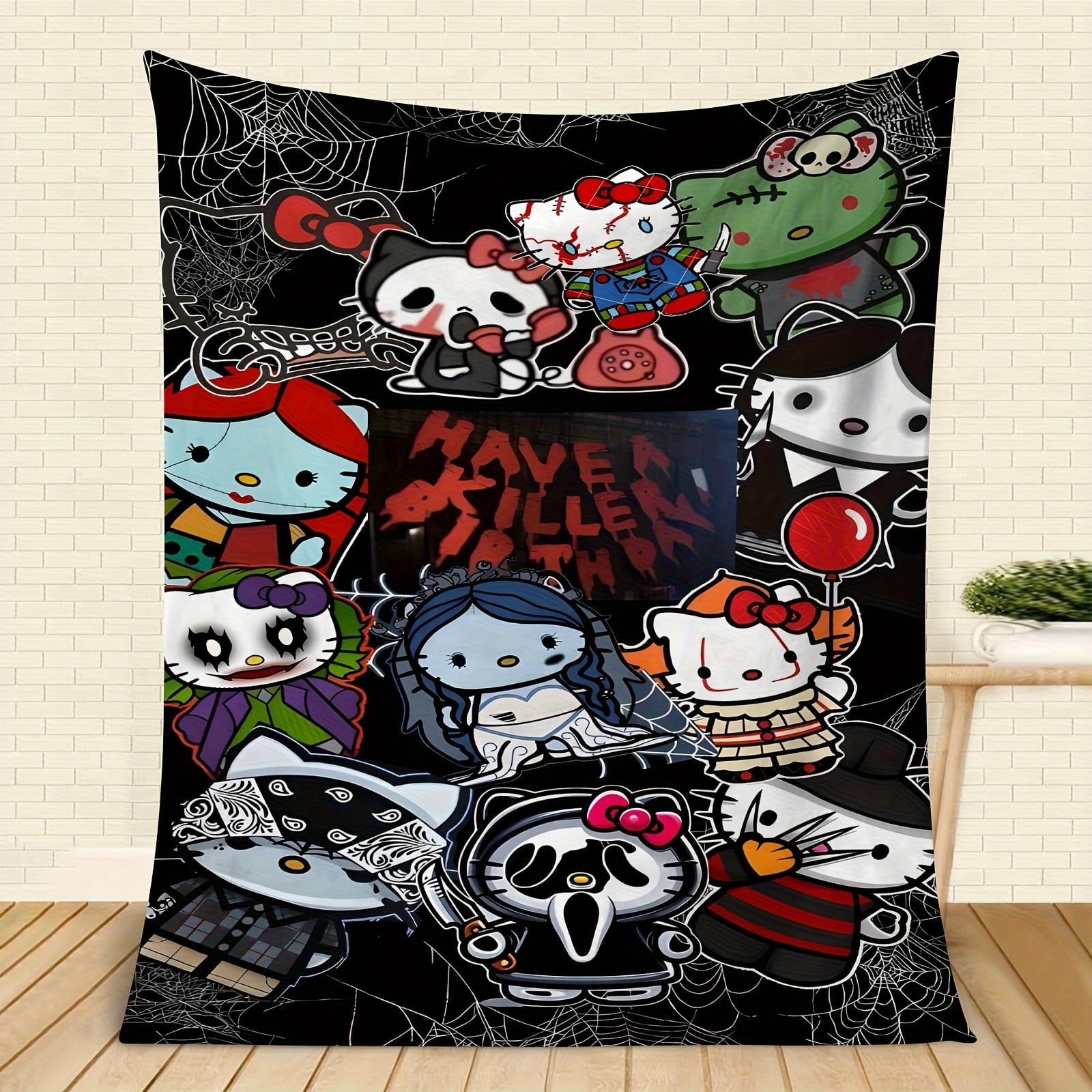 Halloween Kitty Blankets Cartoon Super Soft Throw Blanket Horror Movie ...