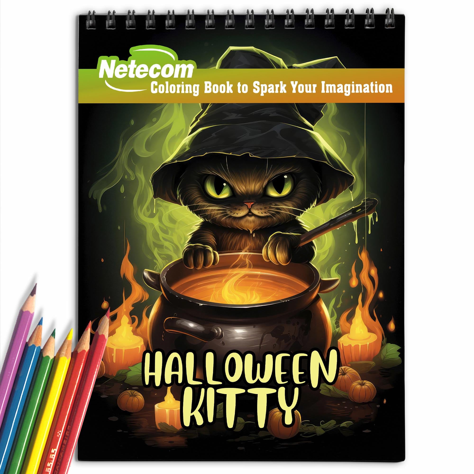 Halloween Kitty Spiral Bound Coloring Book, Journey into a World of ...