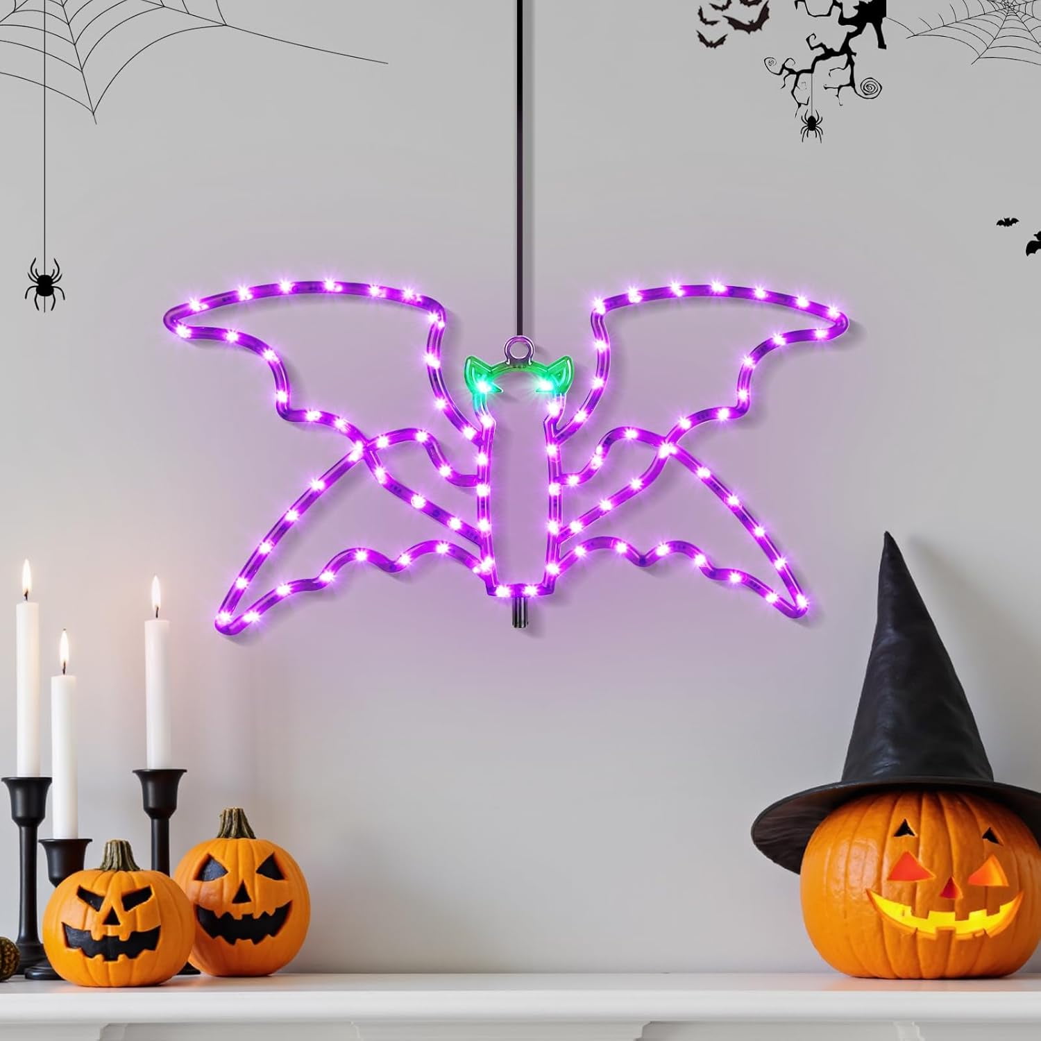Halloween LED Bat Light, Single Hanging Bat, Indoor & Outdoor Halloween ...