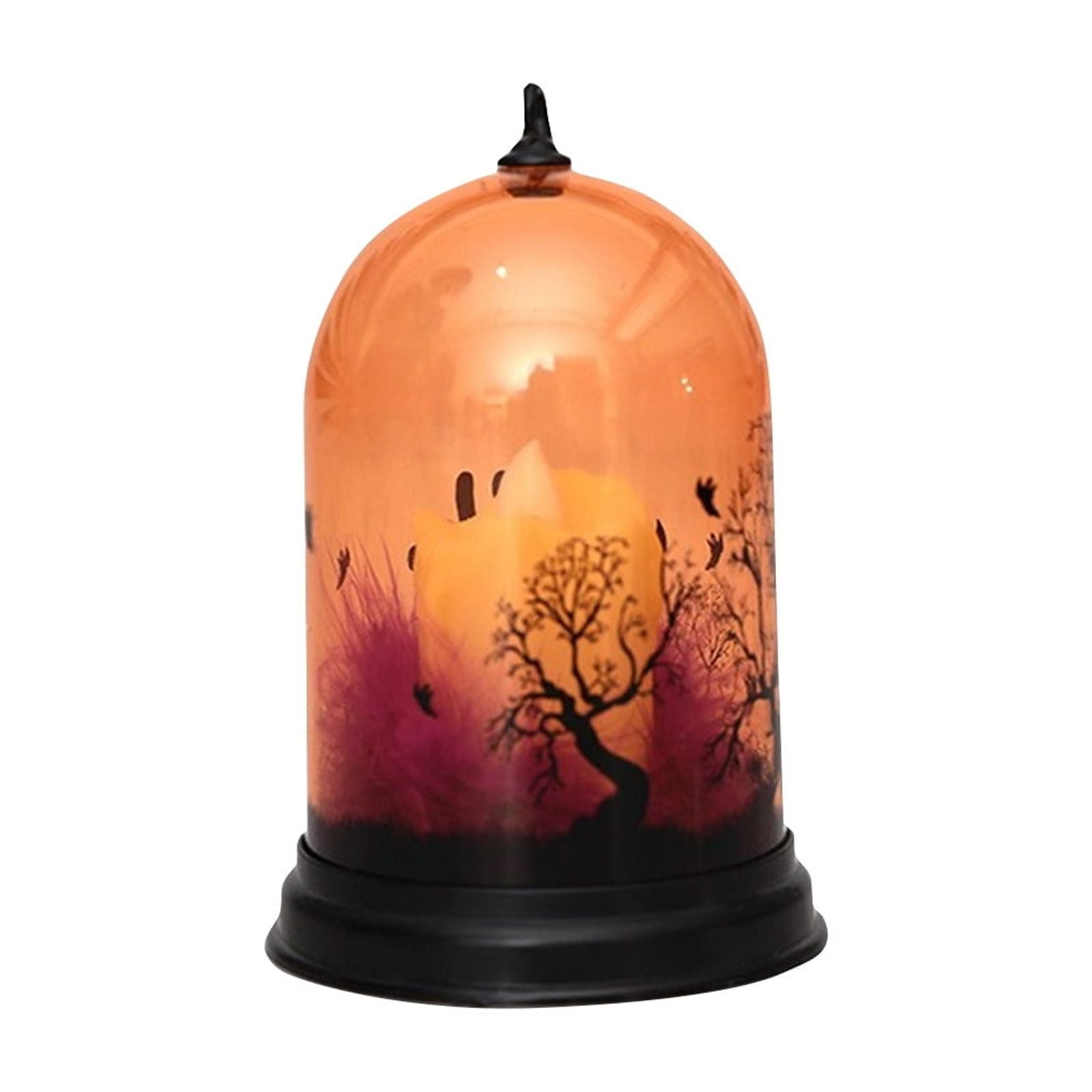 Halloween LED Glass Dome Light with Spooky Tree and Haunted House ...