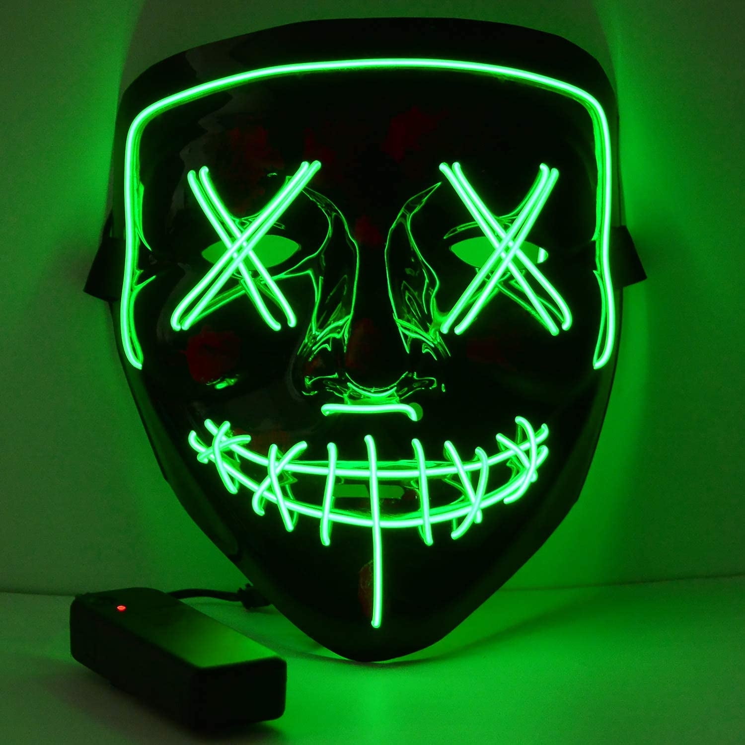 Halloween LED Glow Purge Mask Stitches EL Wire Light Up Costume Party ...