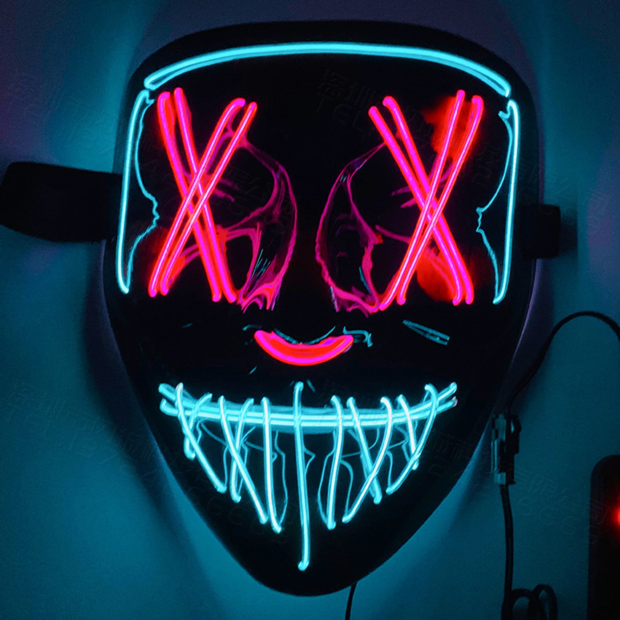 Halloween LED Glow Purge Mask Stitches EL Wire Light Up Costume Party ...