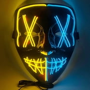 Halloween LED Light Up Mask, EL Wire Scary Cosplay Costume, Battery ...