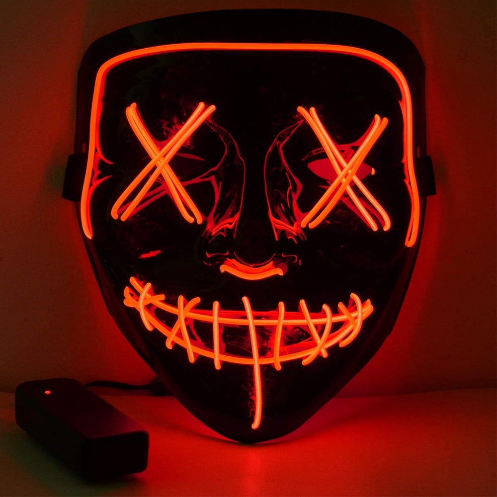 Halloween LED Glow Purge Mask Stitches EL Wire Light Up Costume Party ...