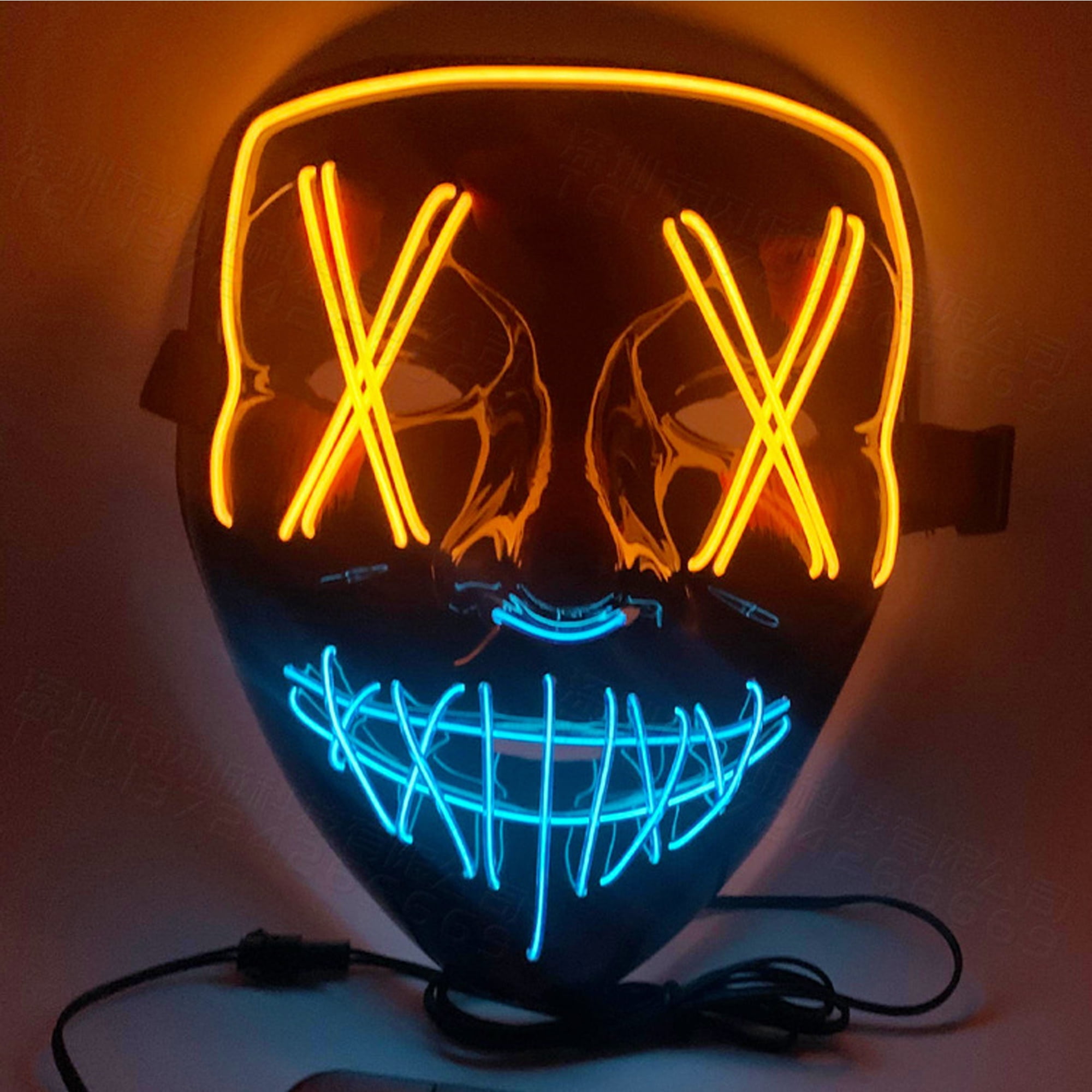Halloween LED Glow Purge Mask Stitches EL Wire Light Up Costume Party ...