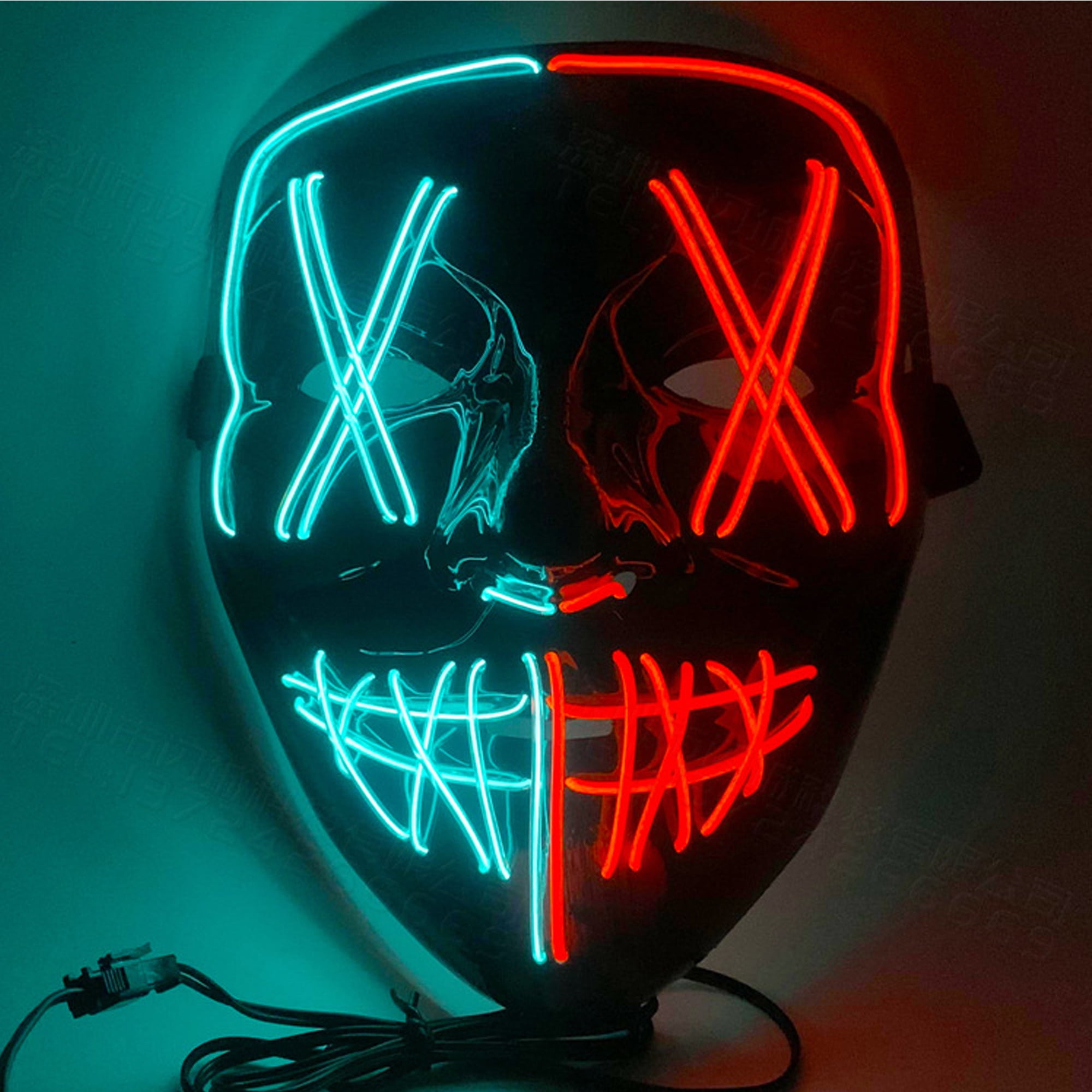 Halloween LED Glow Purge Mask Stitches EL Wire Light Up Costume Party ...