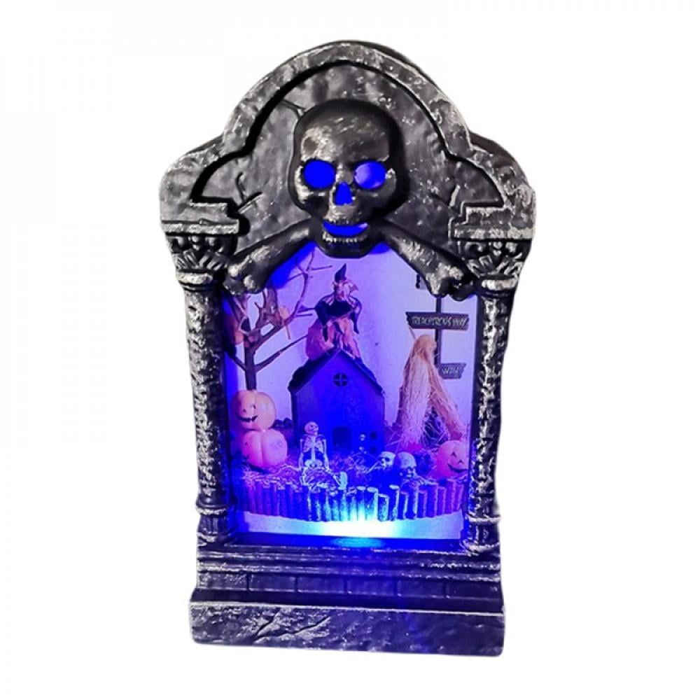 GGuo Halloween LED Graveyard Tombstone Lights, Resin Skull Decorations ...