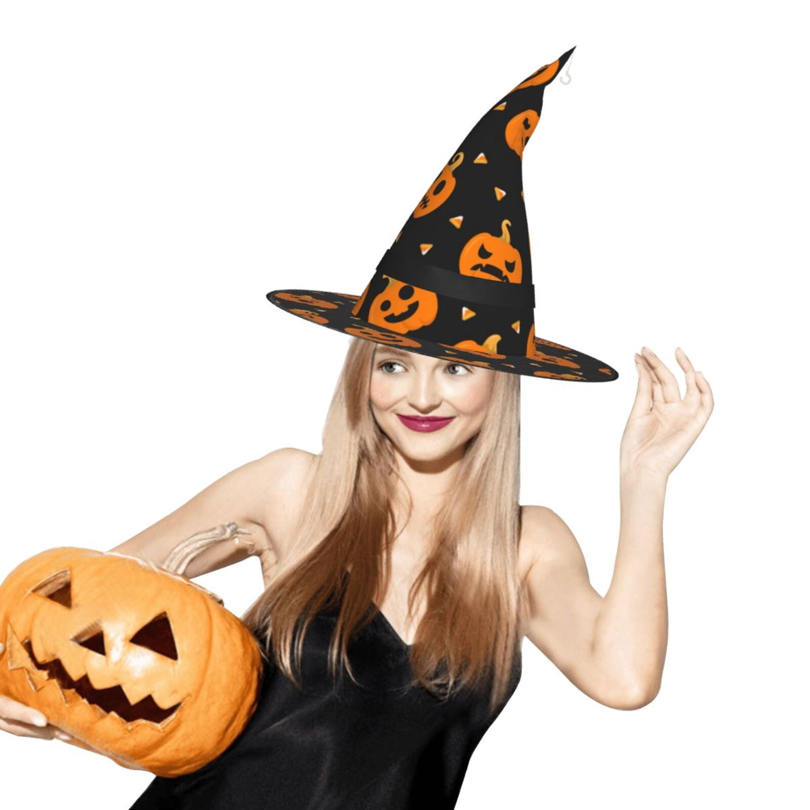 Halloween LED Light-Up Witch Hat with Hanging Hook - 3 Flash Modes ...