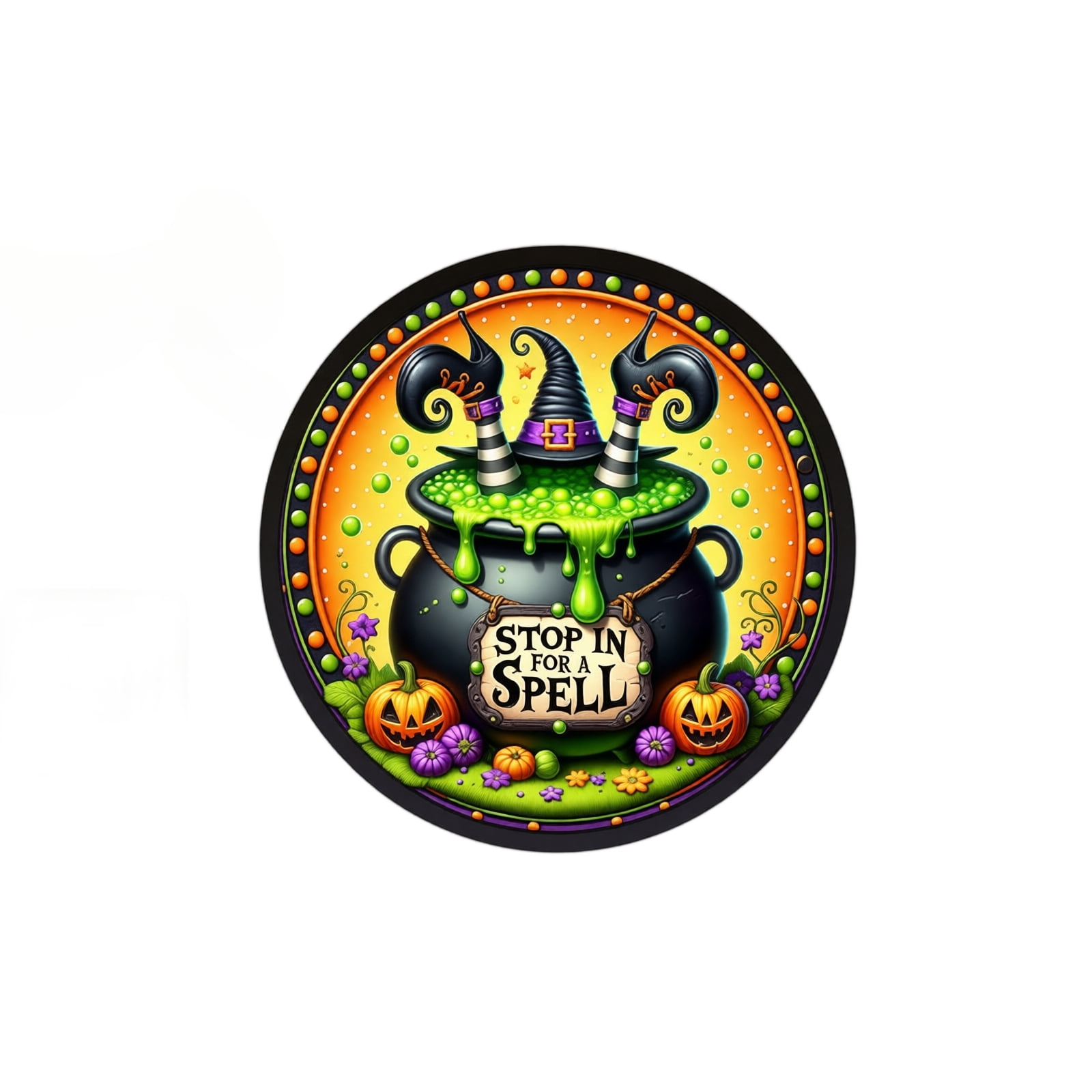 Halloween LED Lighted Hanging Sign, Witch Cauldron Decor Without ...