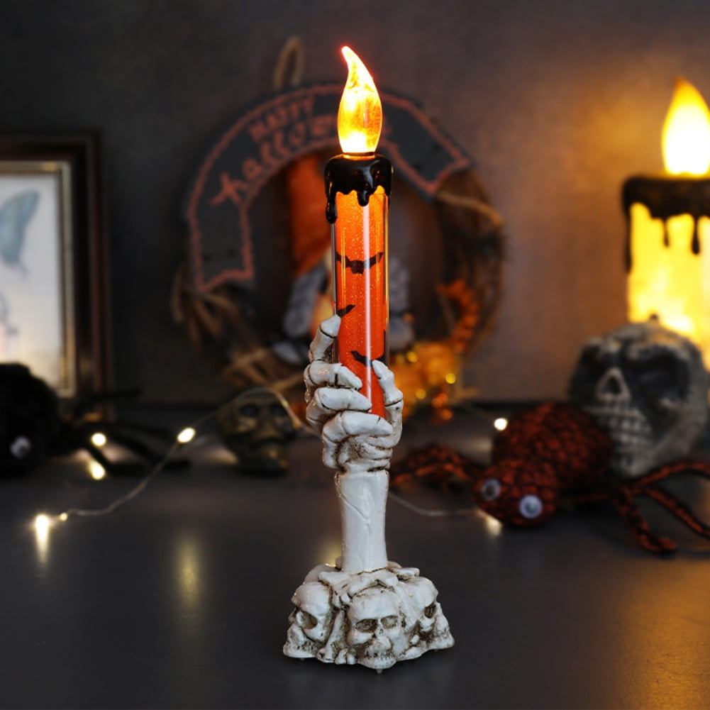 Halloween LED Lights Horror Skull Ghost Holding Candle Lamp Happy ...