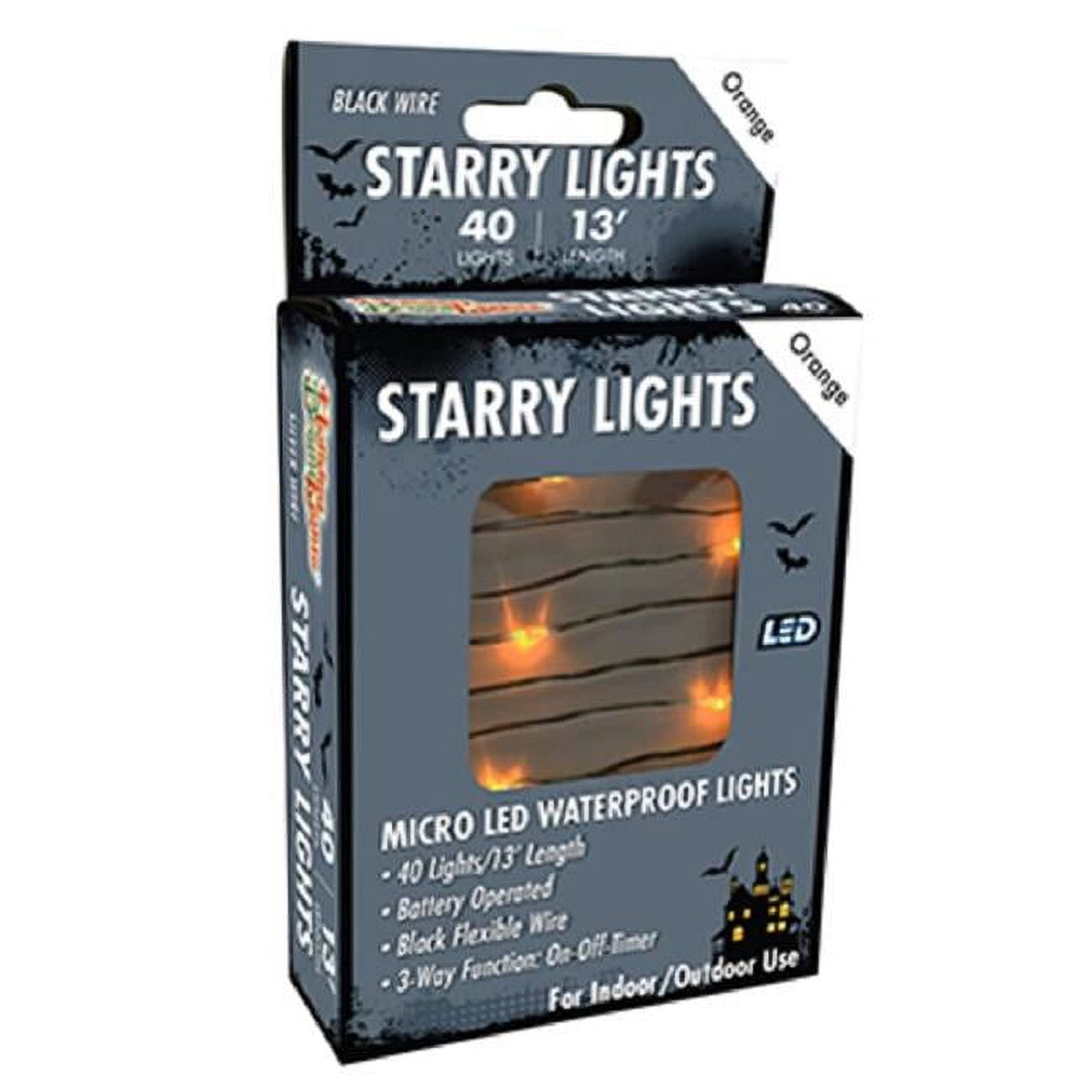 Halloween LED Micro Light Set, Orange, Black Wire, Battery Operated, 40 ...