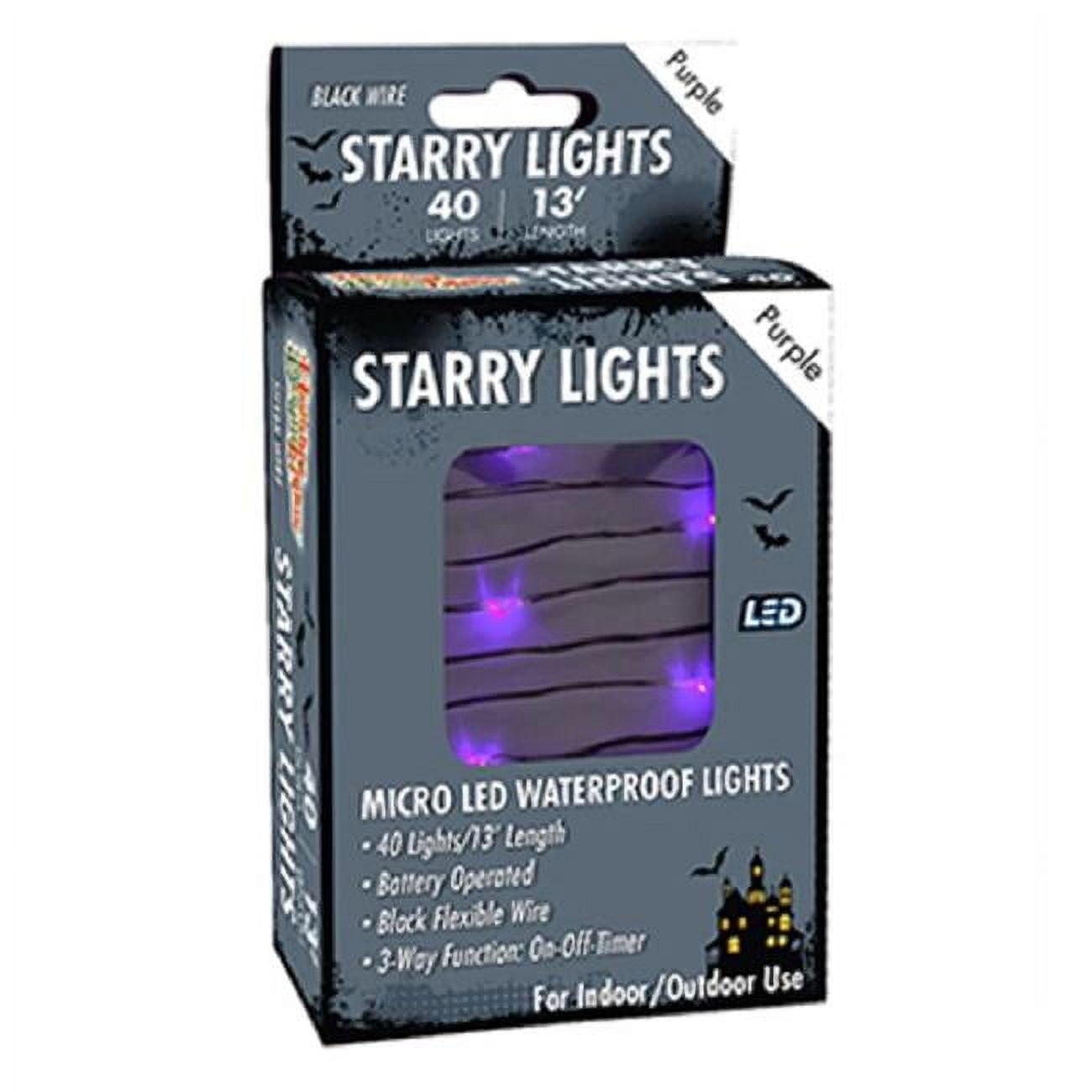 Halloween LED Micro Light Set, Purple, Black Wire, Battery Operated, 40 ...