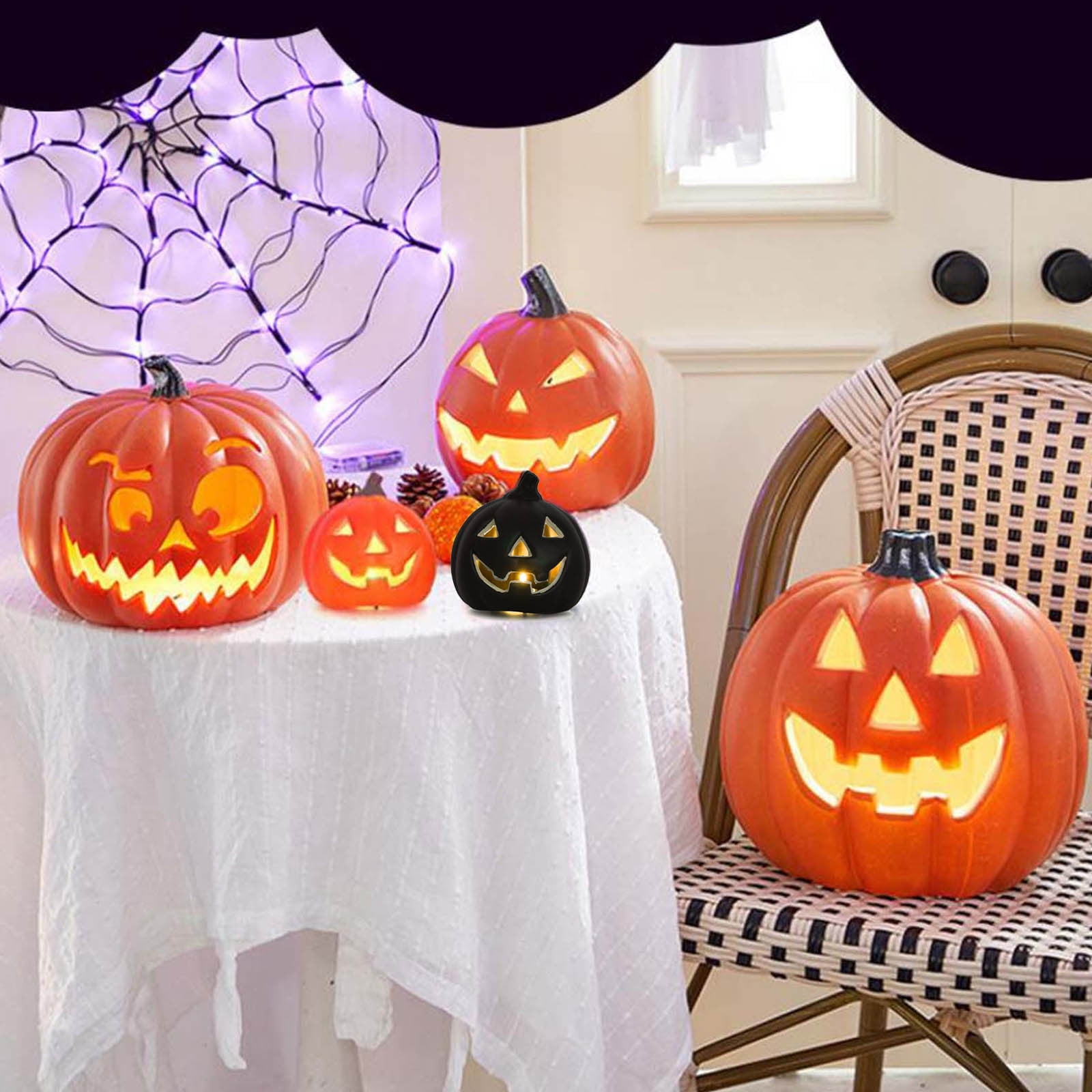 Halloween LED Skull Lantern | Hooded Horror Prop | Colorful Light-Up ...