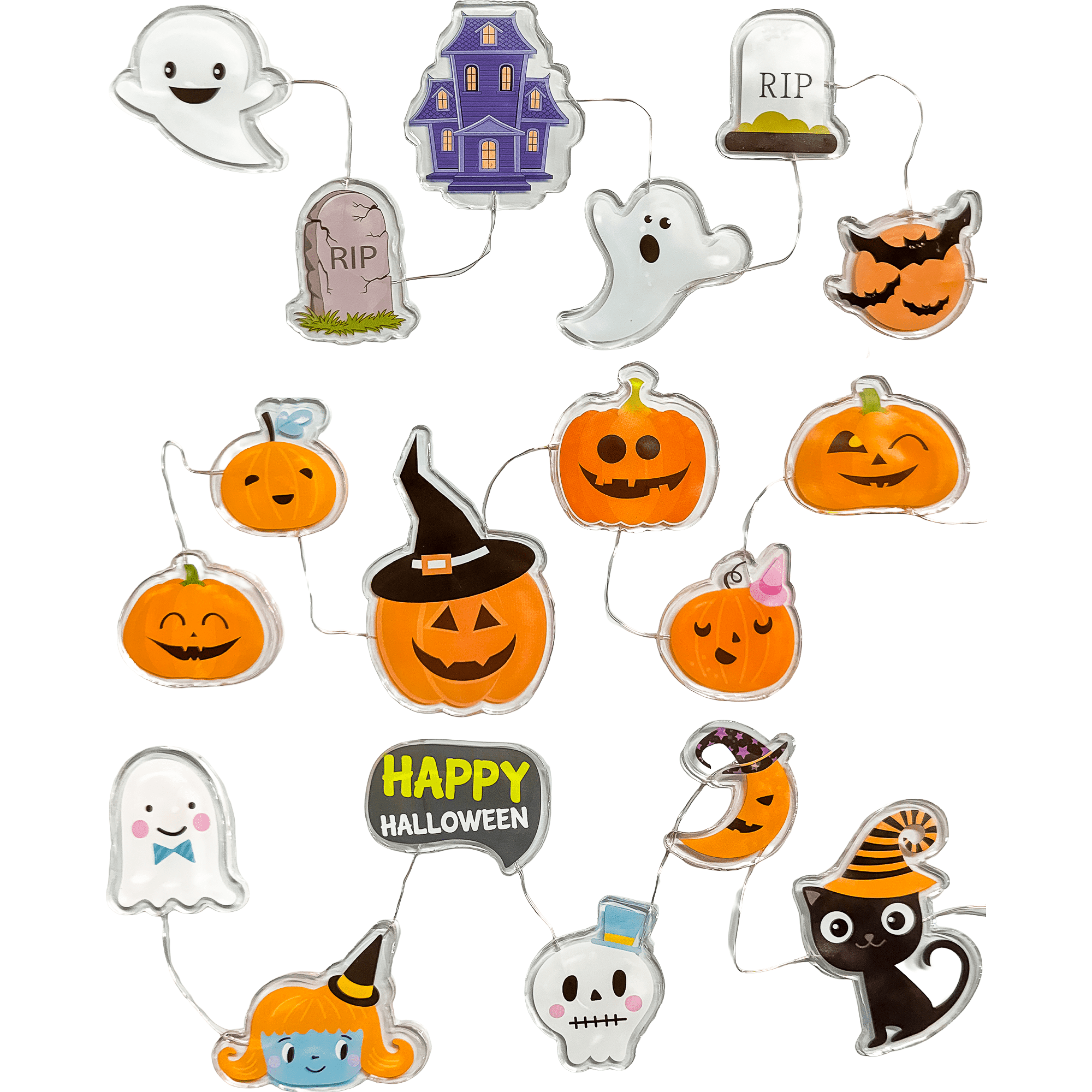 Halloween LED Window Gel Clings – Wireless Operation, 2–4” Gel Shapes ...