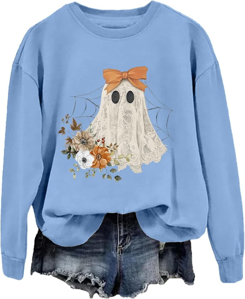 Halloween Lace Ghost Sweatshirt, Lace Ghost Halloween Sweatshirt, Women ...