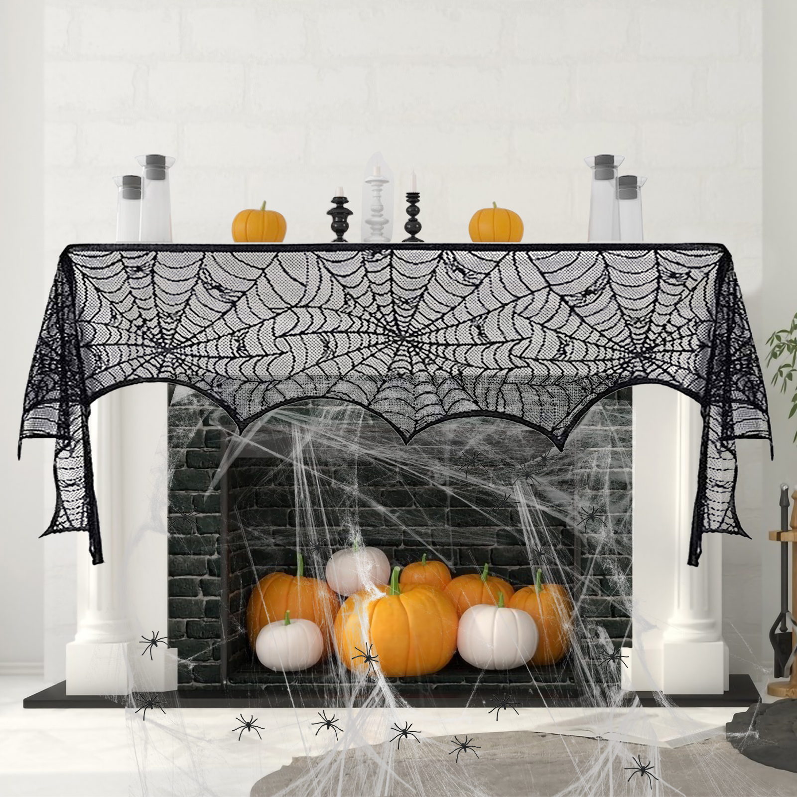 Halloween Lace Spider Web Table Runner Table Decor Stretch Cobweb Set ...