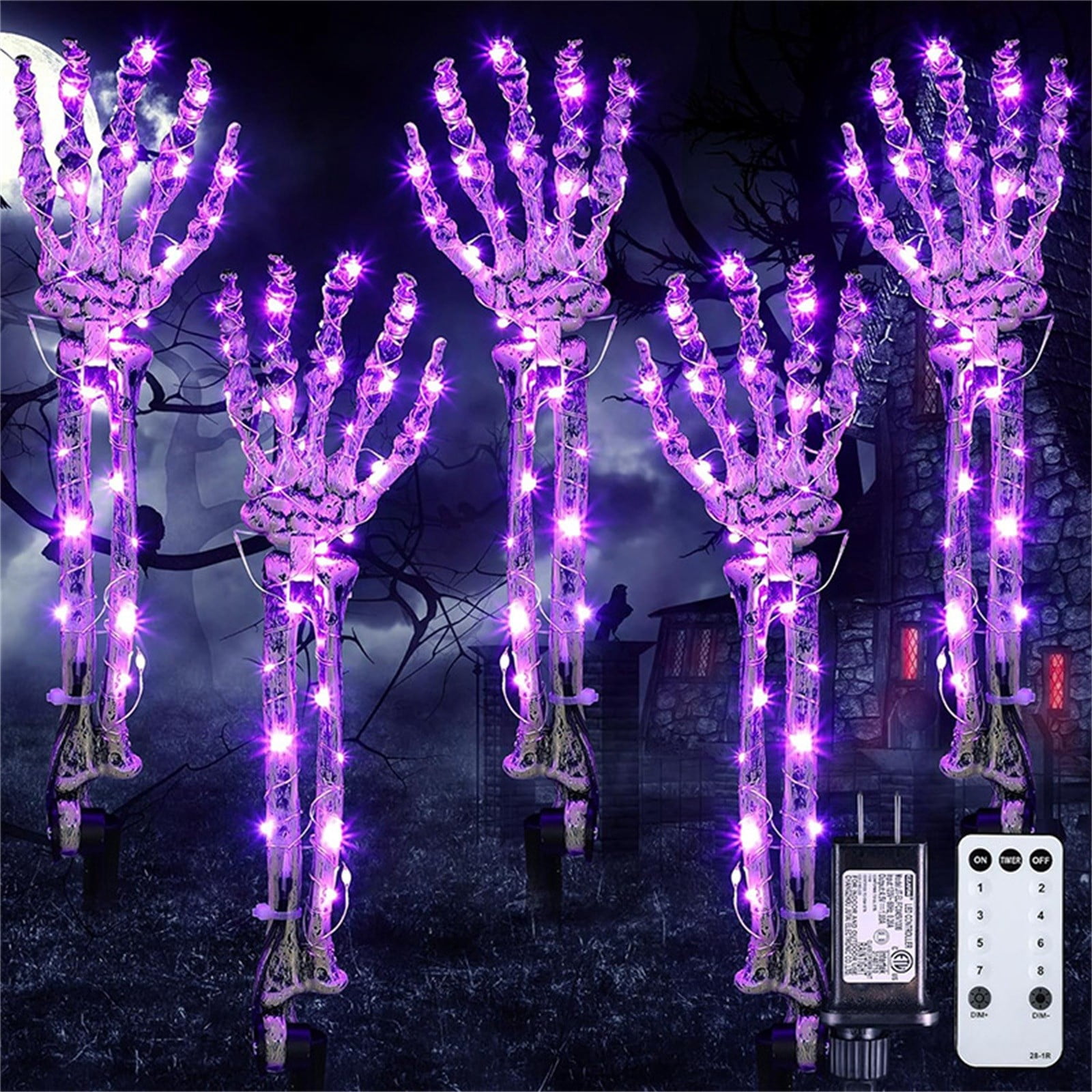 Halloween Lamp LED Outdoor Garden,5 Halloween Skeleton Hand and 1 Skull ...