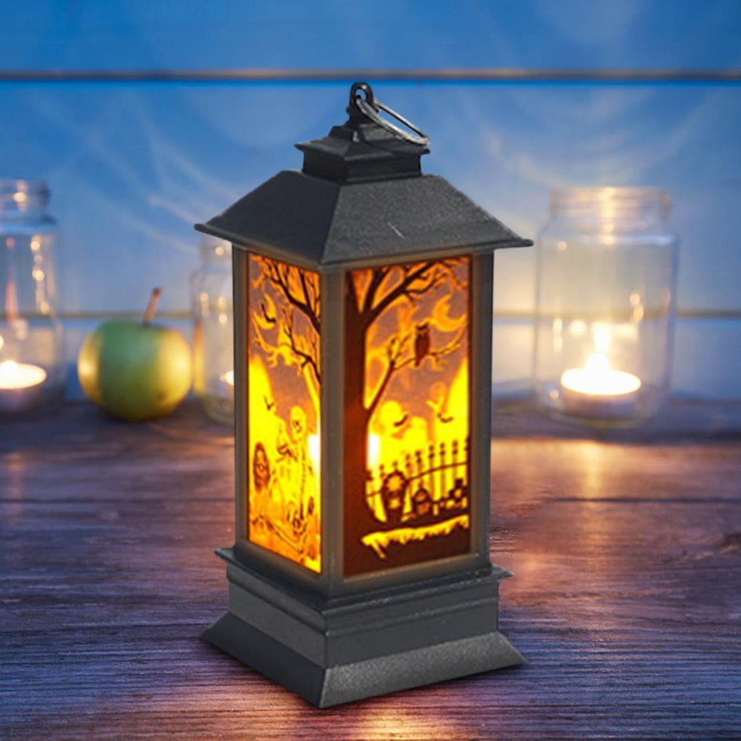 Halloween Lantern Decorations 5'' Portable LED Candle Lantern Vintage ...