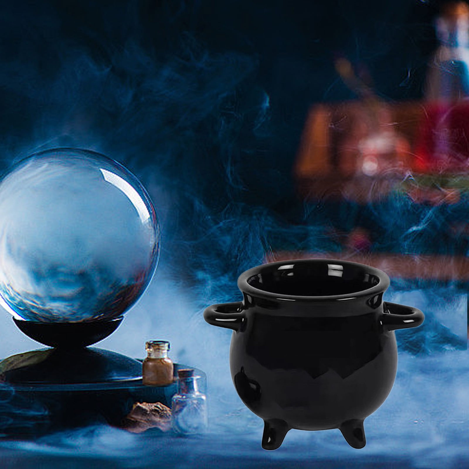 Halloween Large Cauldron,4.7" Black Plastic Witch Pot with Handle ...
