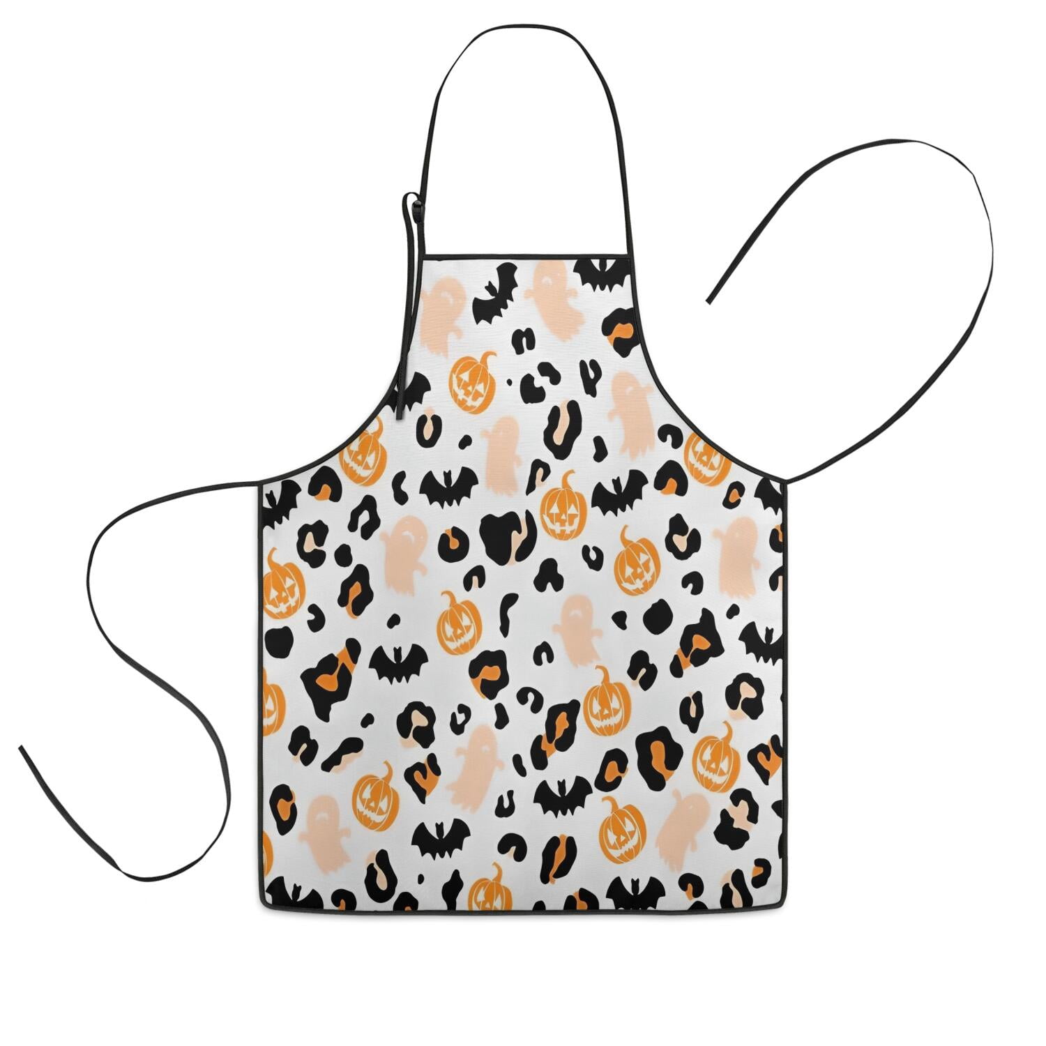 Halloween Leopard Print Ghosts Bats and Pumpkins Kids Aprons for Girls ...