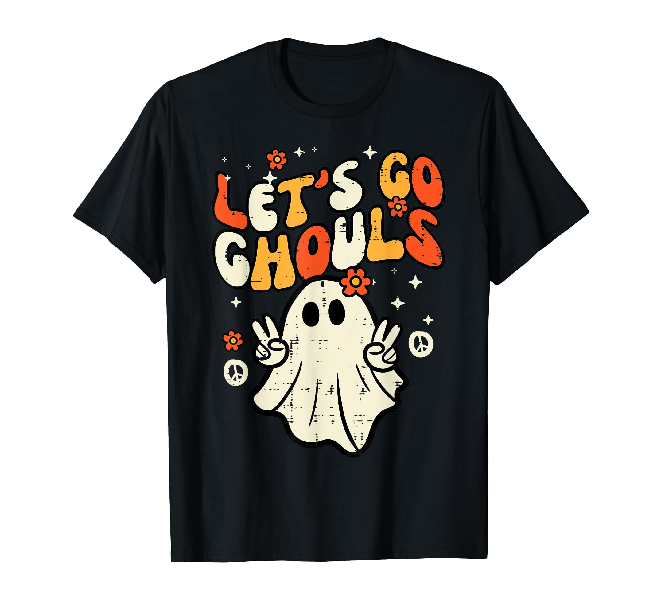 Halloween Lets Go Ghouls Ghost Retro Costume Women Girl Kids T-Shirt ...