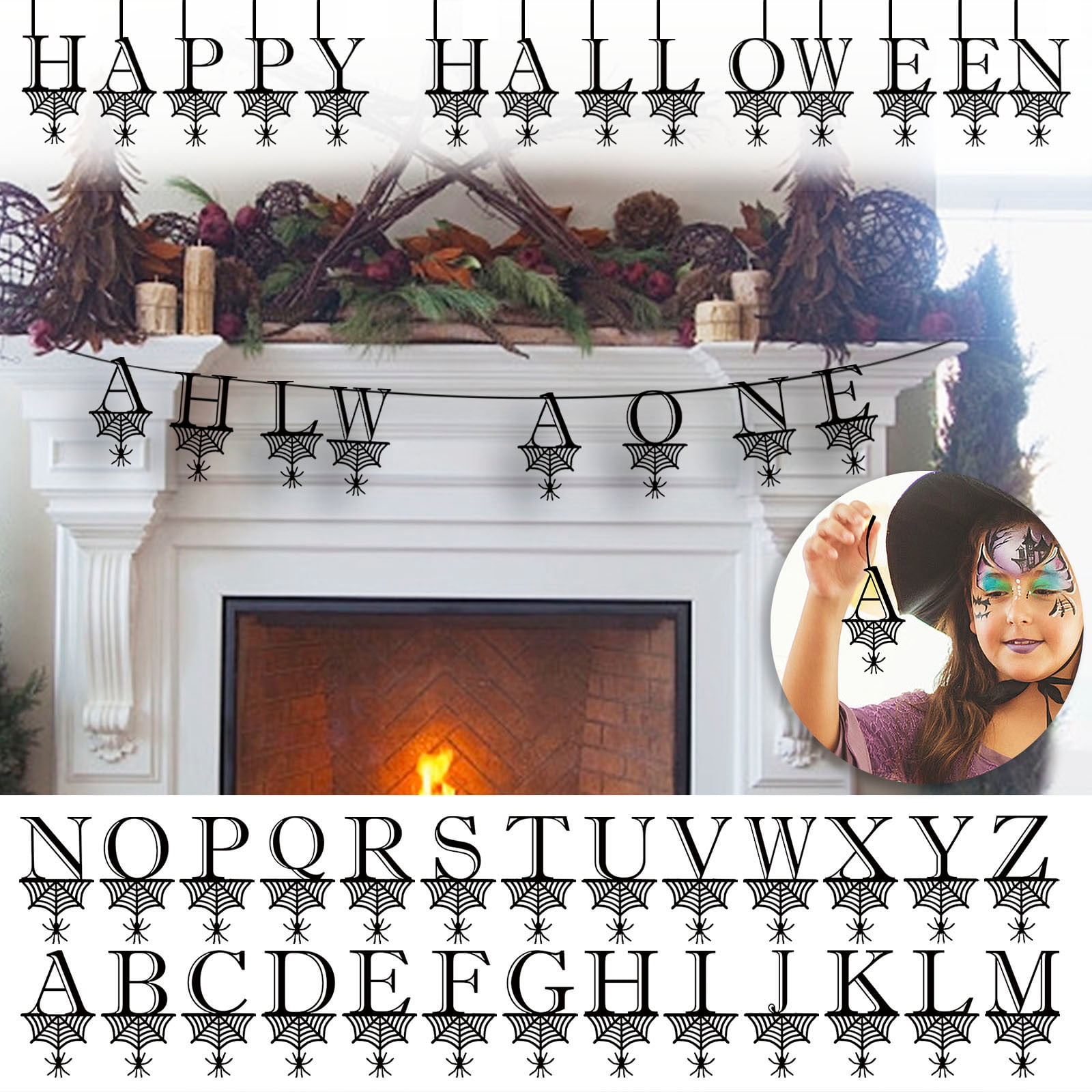 Halloween Letter Decorations, 26 Alphabet Pendant, Spider Web Design ...
