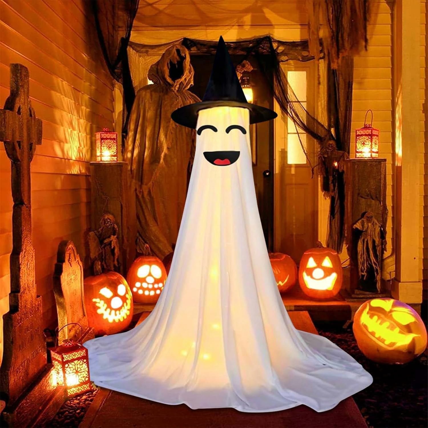 Halloween Light Up Ghost Decorations, Spooky Outdoor White Cloth Ghosts ...