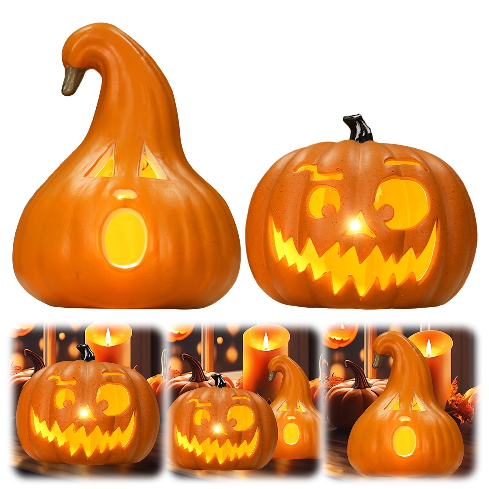Halloween Light Up Pumpkin Decoration - Indoor Outdoor Jack O'Lantern ...