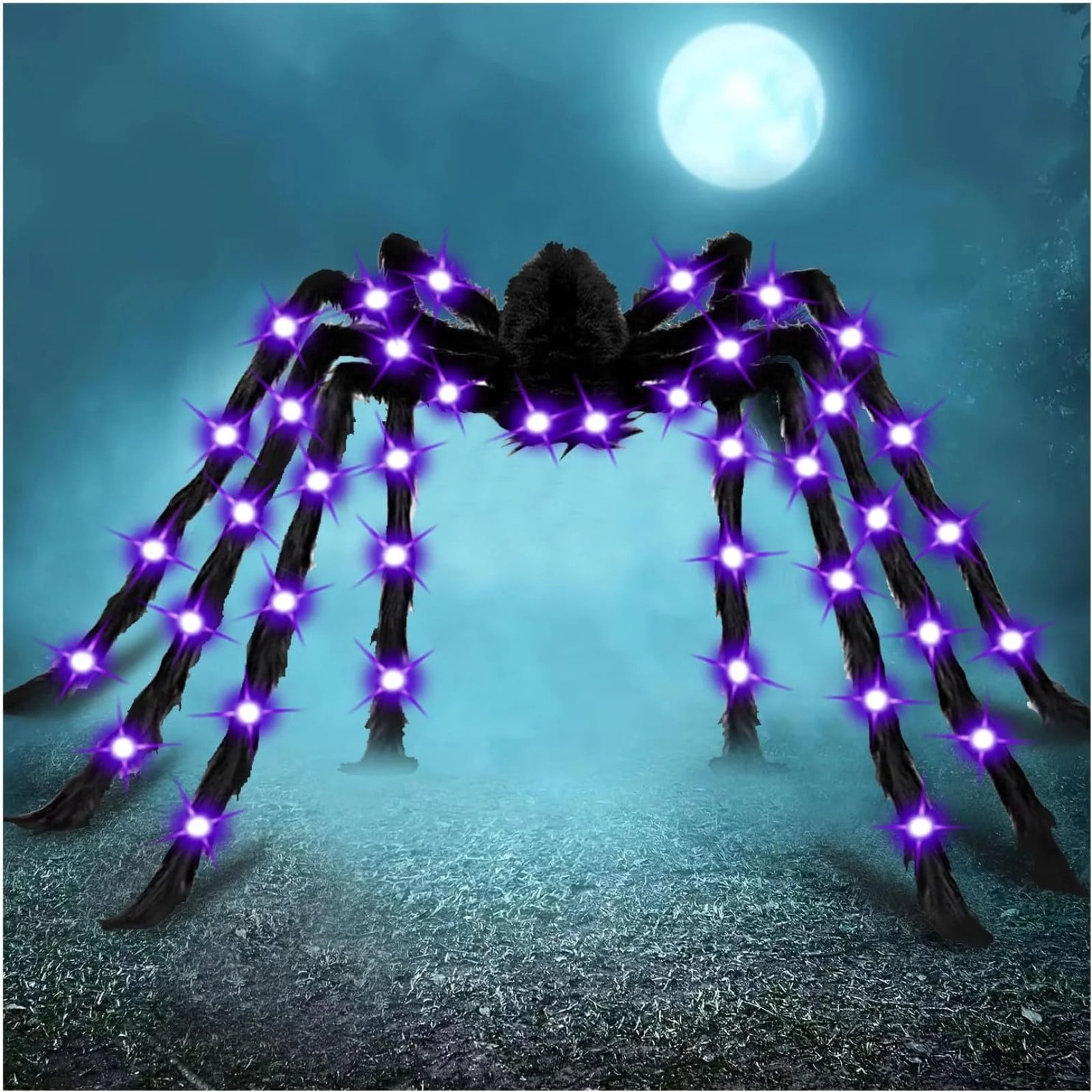 Halloween Light Up Spider Decoration, 6.56FT Giant Outdoor Spider with ...