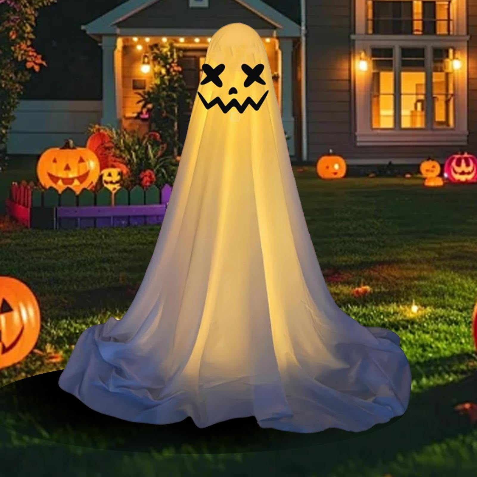 Halloween Light Up Ghost, 2 Pack Large Light-Up Spooky Ghosts, Scary ...