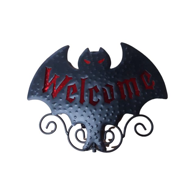 Halloween Light-Up Metal Welcome Bat Pathway Stake Yard Decoration 14n ...